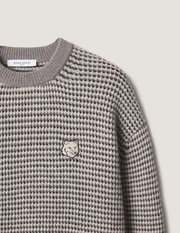 Maison Kitsuné Fox-head Waffle-knit Sweater
