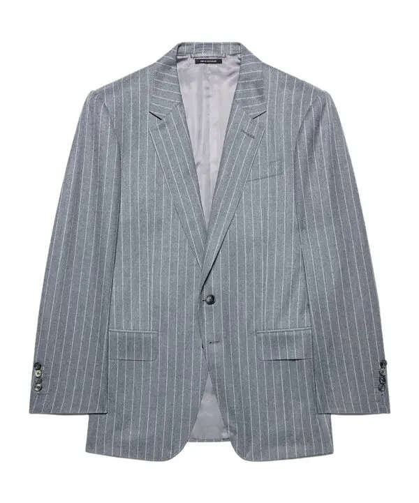 TOM FORD Pinstripe Twill Flannel Colbert Jacket - Gray
