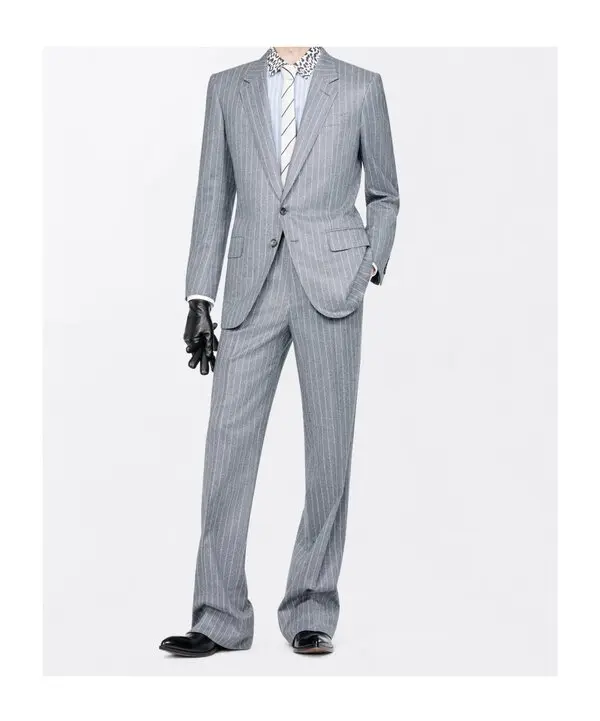 TOM FORD Pinstripe Twill Flannel Colbert Jacket