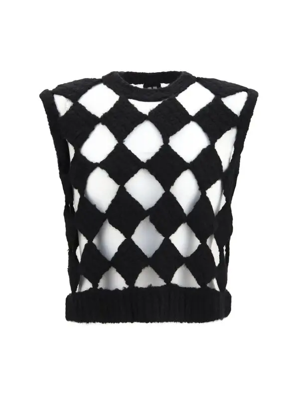 Rick Owens Open Knit Vest - Black