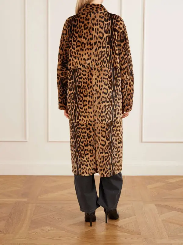 NILI LOTAN Davelle Leopard-print Shearling Coat