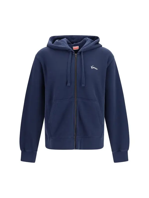 Kenzo Eiffel Tower Design Cotton Hoodie - Blue