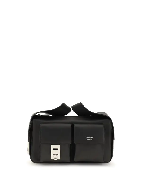 FERRAGAMO Hug Buckle Utility Shoulder Bag - Black