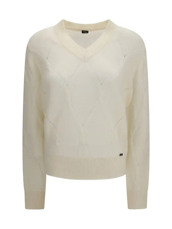 Kiton V Neck Sweater - White