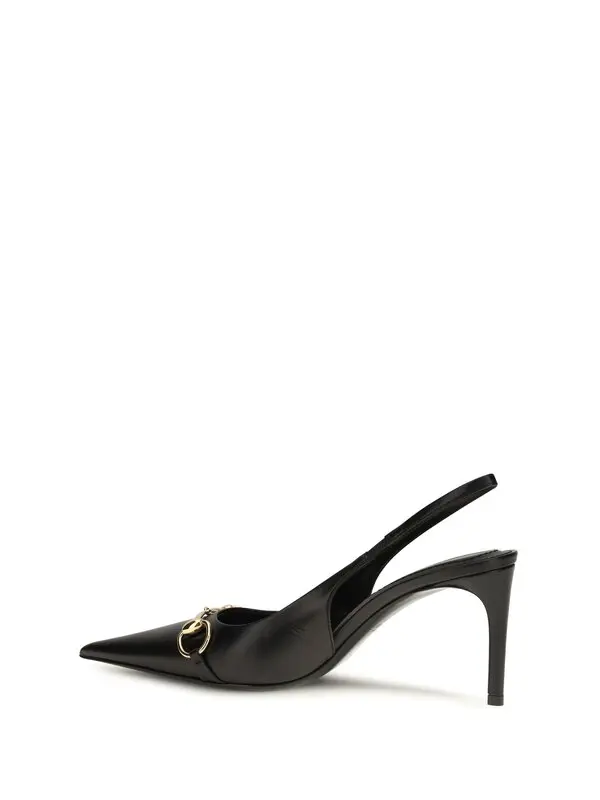 Gucci Slingback Pumps With Strap - Black
