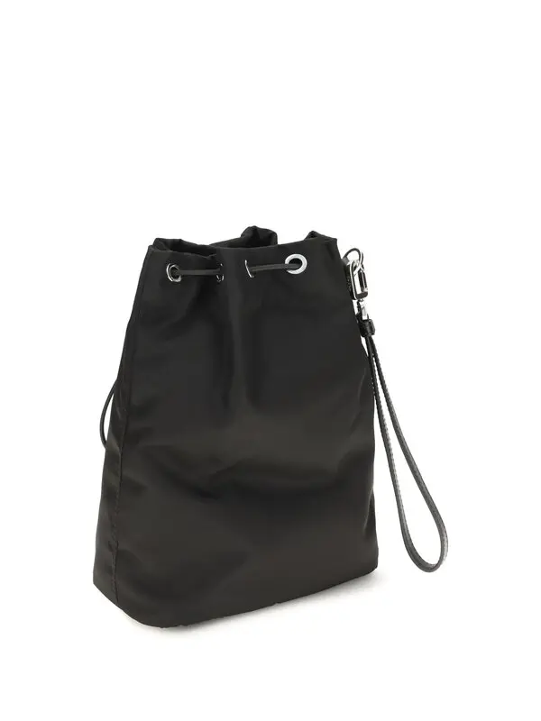 Prada Re-nylon And Saffiano Leather Speedrock Bucket Bag - Black