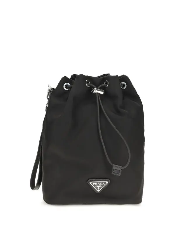 Prada Re-nylon And Saffiano Leather Speedrock Bucket Bag - Black