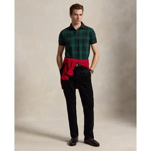 Ralph Lauren Custom Slim Fit Plaid Mesh Polo Shirt
