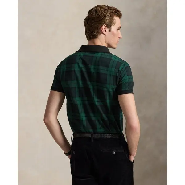 Ralph Lauren Custom Slim Fit Plaid Mesh Polo Shirt