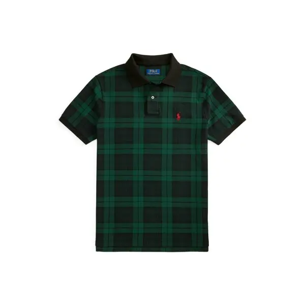 Ralph Lauren Custom Slim Fit Plaid Mesh Polo Shirt