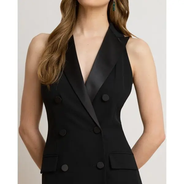 Ralph Lauren Double-breasted Crepe Sleeveless Gown