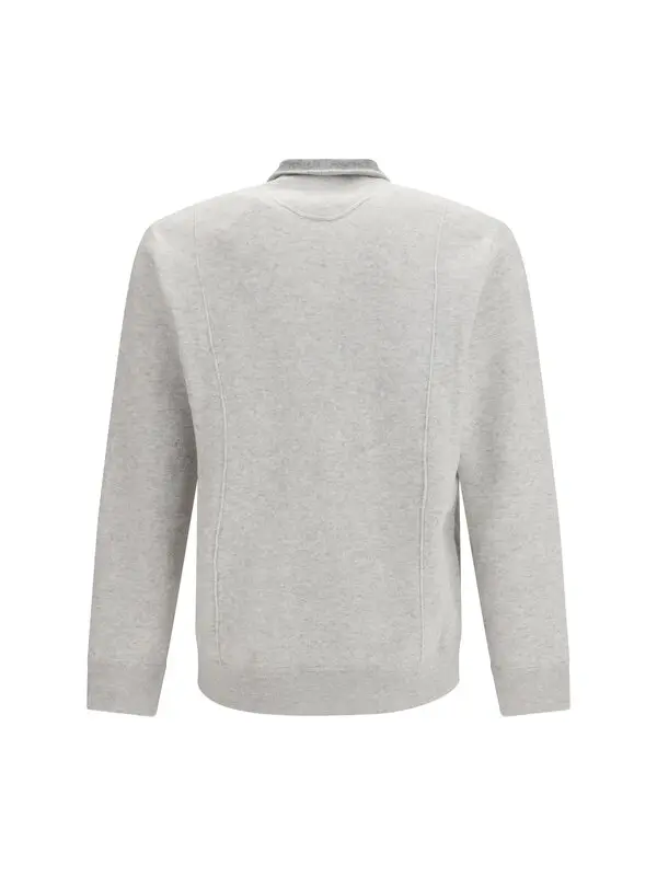 Brunello Cucinelli Double Cashmere Cardigan With Zip And Logo