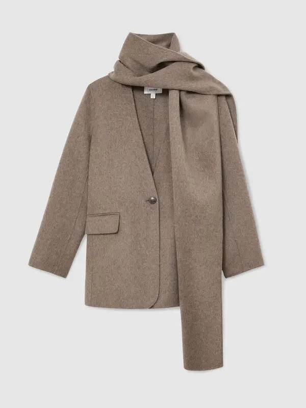 REISS Lori Wool-blend Short Blindseam Coat With Scarf