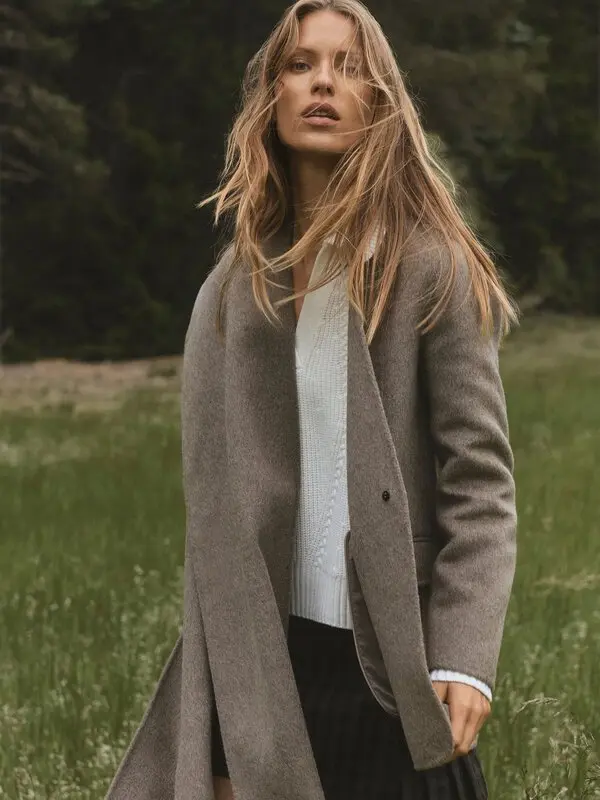 REISS Lori Wool-blend Short Blindseam Coat With Scarf