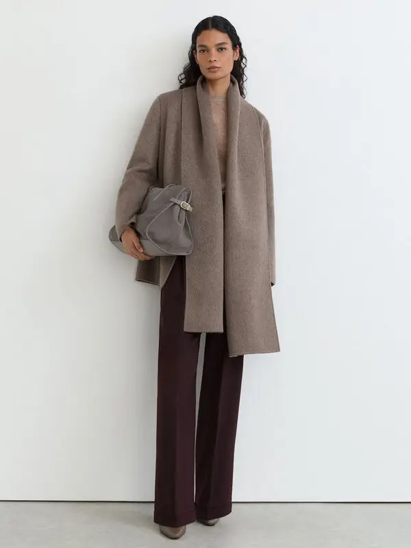 REISS Lori Wool-blend Short Blindseam Coat With Scarf