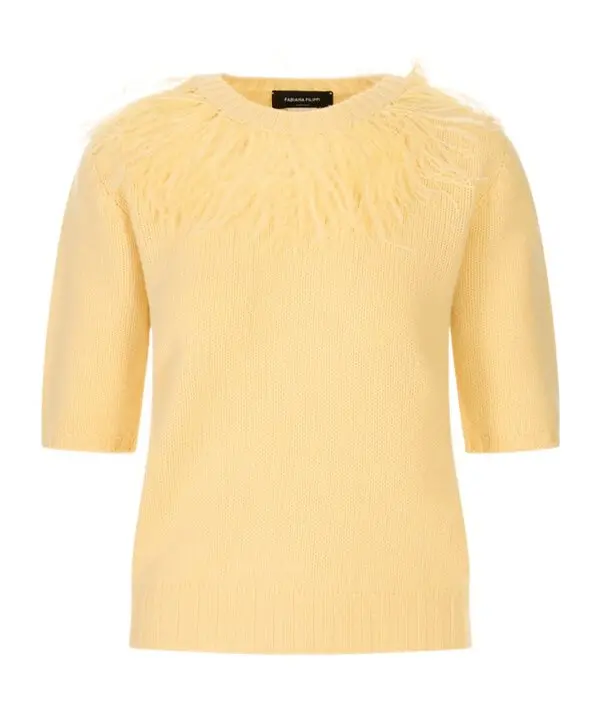 Fabiana Filippi Feather-trimmed Knit Sweater