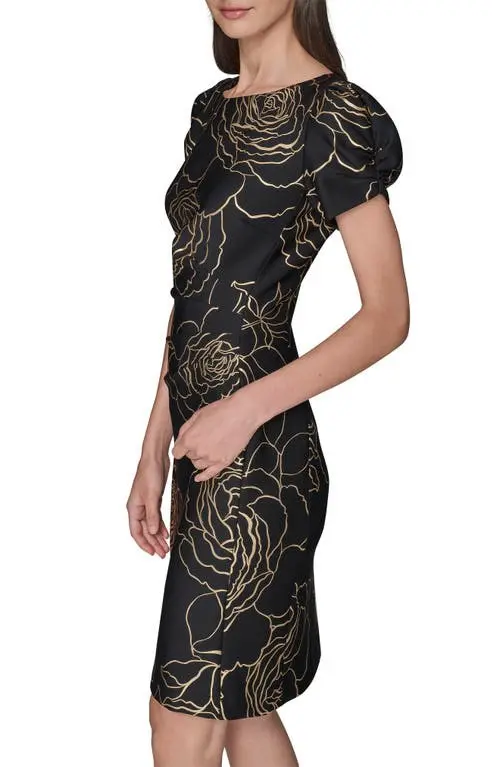 Karl Lagerfeld Paris Metallic Floral Sheath Dress