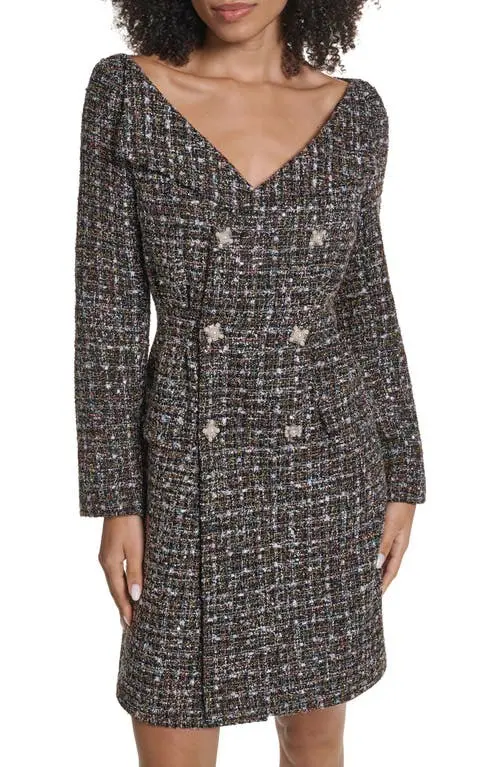 Karl Lagerfeld Paris Tweed Mini Coatdress