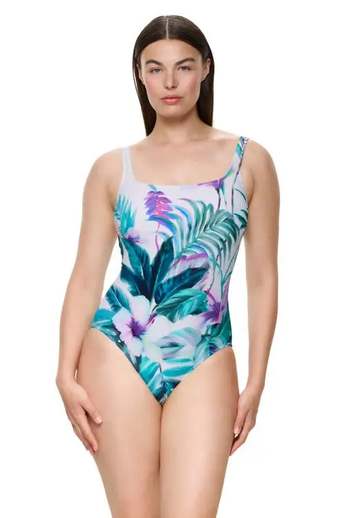GOTTEX Paradise Beauty Square Neck One Piece Swimsuit - Multicolor