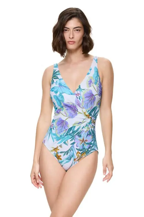 GOTTEX Paradise Beauty Surplice One Piece Swimsuit - White-multi