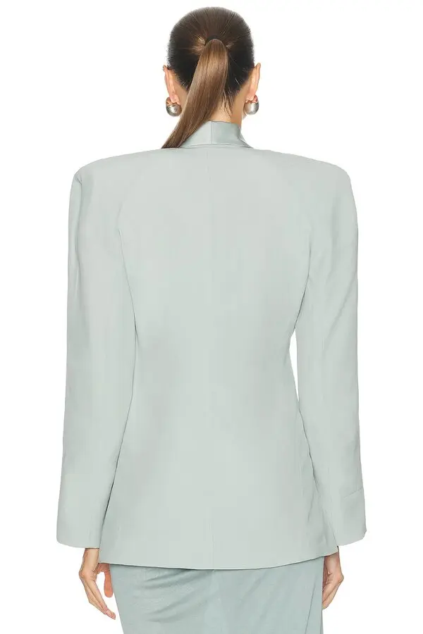 Burc Akyol Satin Draped Blazer In Blue