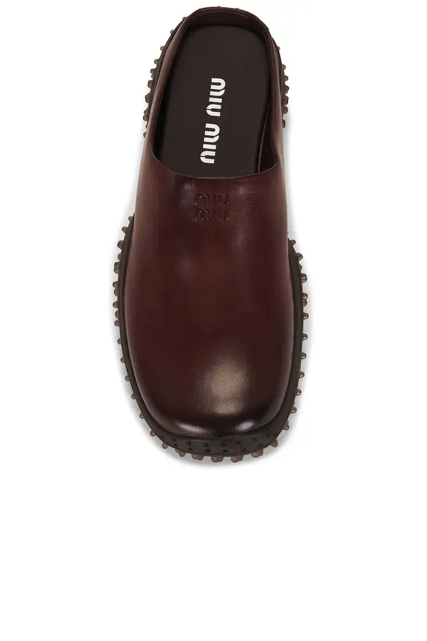 Miu Miu Vitello Antic Bubble Slide In Brown