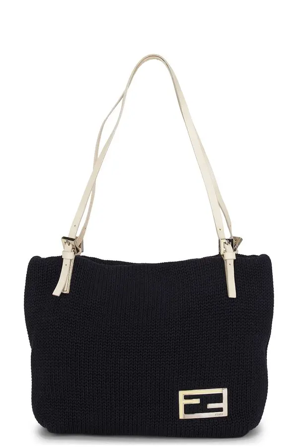 Fendi Knit Tote Bag In Navy