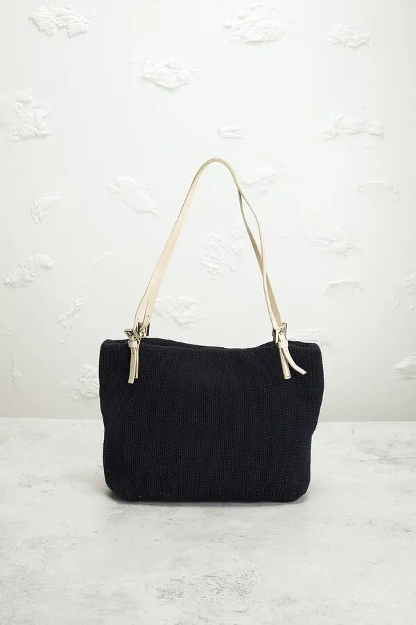 Fendi Knit Tote Bag In Navy