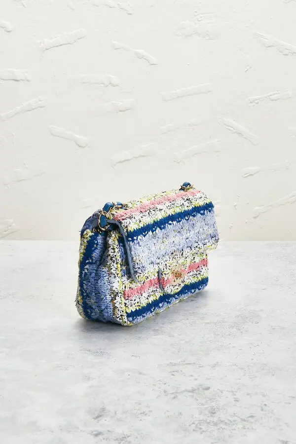 Chanel Tweed Mini Rectangular Flap Bag In Baby Blue