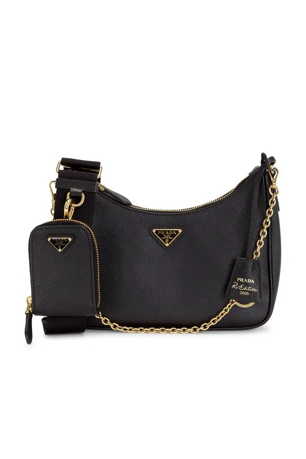 Prada Saffiano Re-edition 2005 Shoulder Bag - Black
