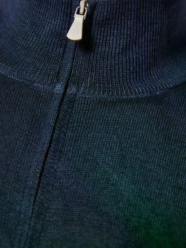 GRAN SASSO Zip-up Mock-neck Cardigan - Blue