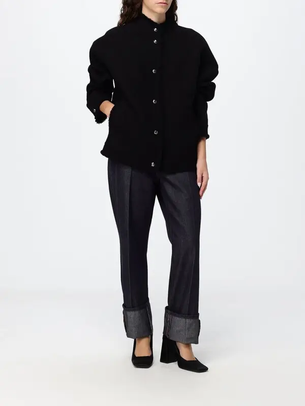 Max Mara Single-breasted Short Coat In Pure Virgin Wool With High Neck