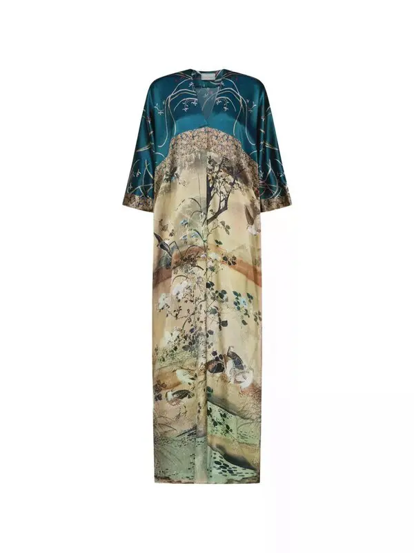 PIERRE-LOUIS MASCIA Landscape-print Silk Maxi Dress