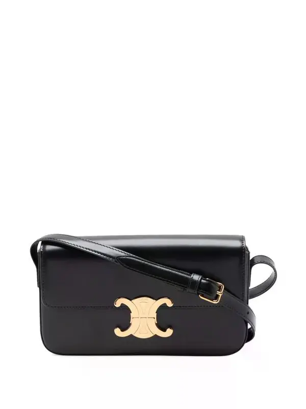 Celine 2000-2026 Shiny Calfskin Triomphe Claude Shoulder Bag