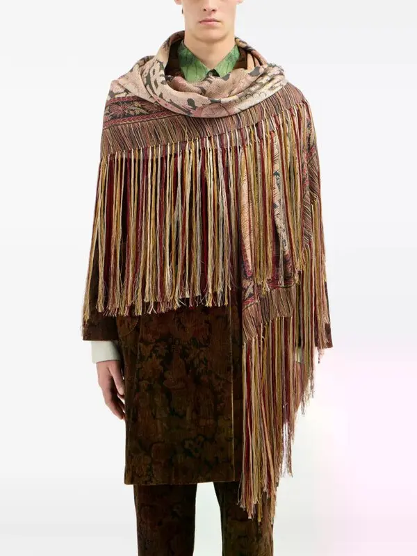 PIERRE-LOUIS MASCIA Fringe-trim Floral-print Scarf