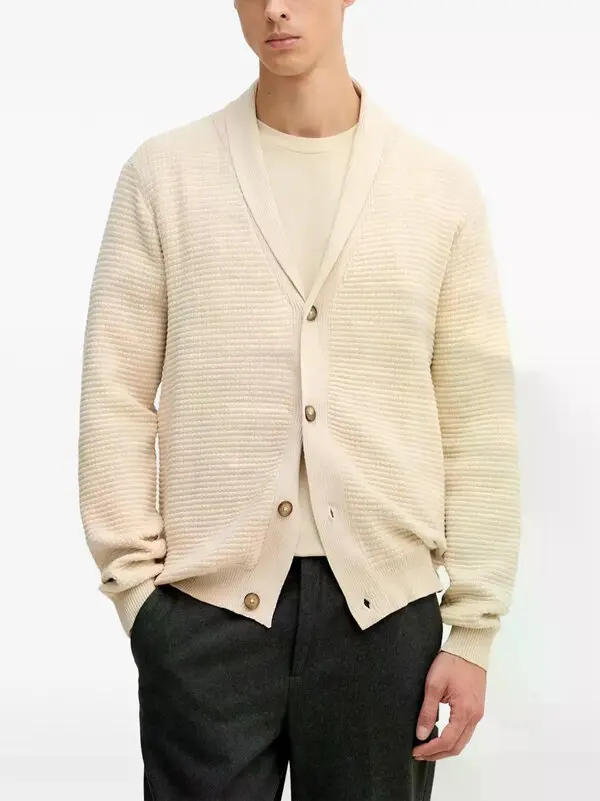 Lindbergh Shawl-collar Waffle-knit Cardigan