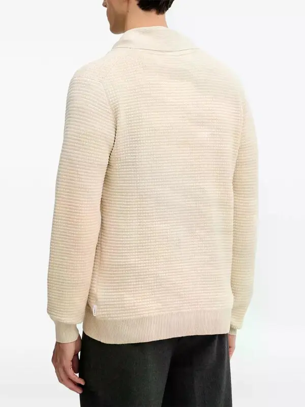 Lindbergh Shawl-collar Waffle-knit Cardigan