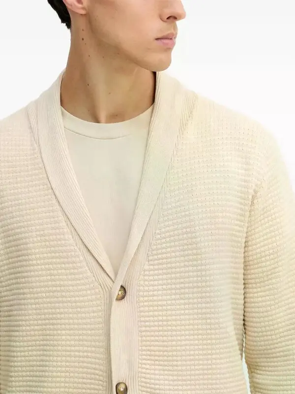 Lindbergh Shawl-collar Waffle-knit Cardigan