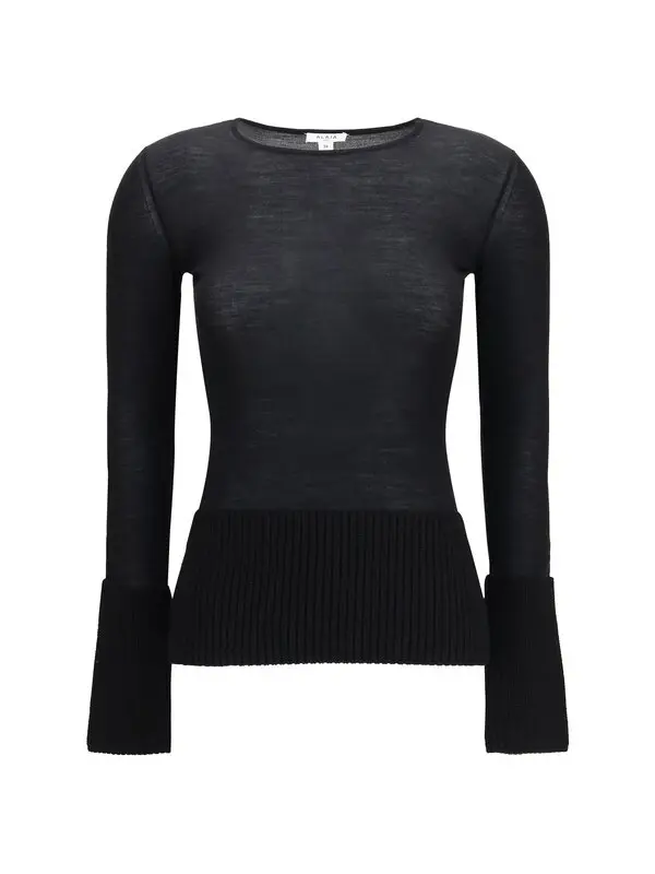 Alaïa Merino Wool Crewneck Top - Black