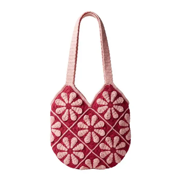 ANA CHIC Daisy Granny Square Handmade Crochet Shoulder Bag