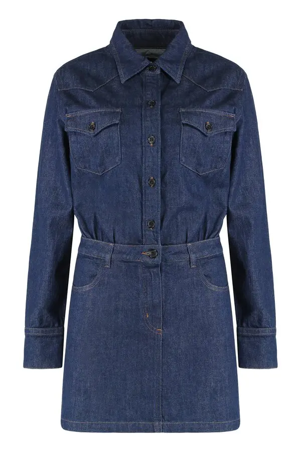 A.p.c. Contrast-stitch Mini Shirt Dress