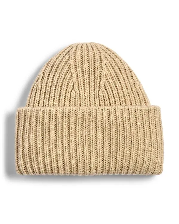 Veronica Beard Wool & Cashmere Foldover Beanie - Oatmeal Melange