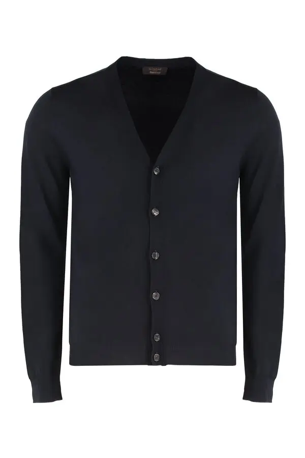 SLOWEAR Virgin Wool Cardigan Sweater With Button Front And V-neck