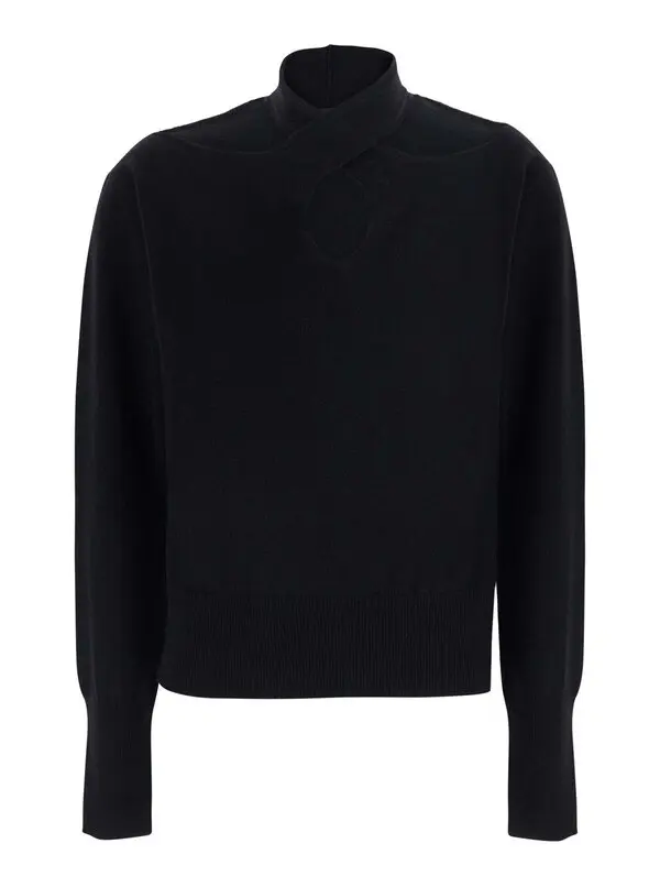 Federica Tosi Cutout V-neck Pullover With Long Sleeves - Black