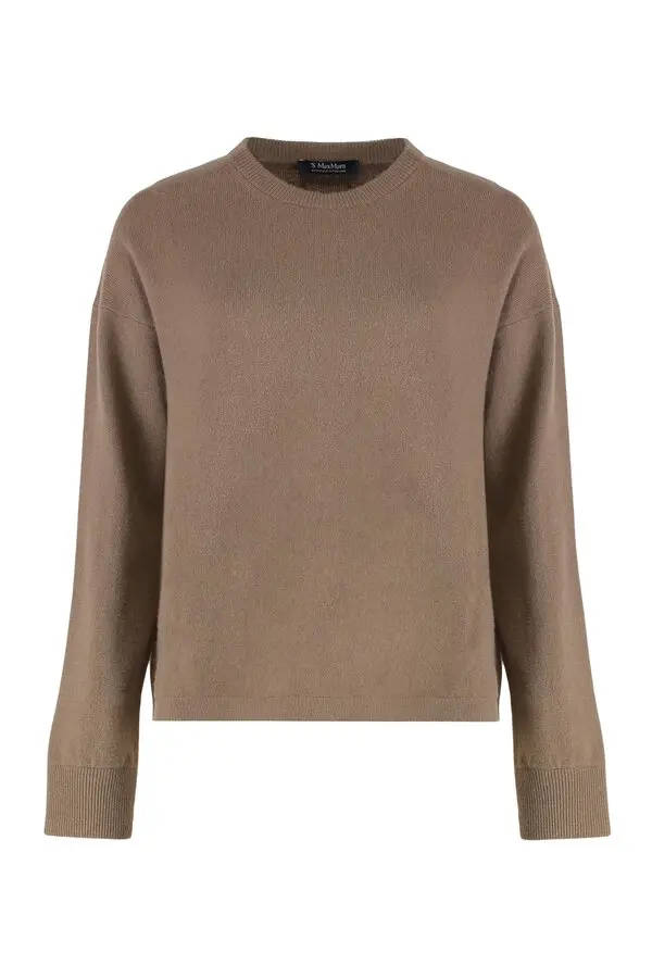 Max Mara Boxy Wool-cashmere Sweater With Ribbed Detail - Mud