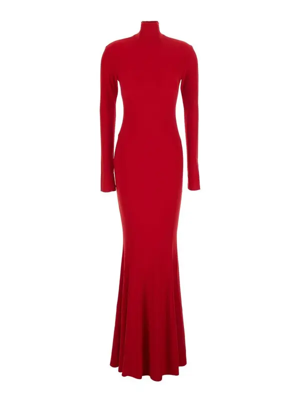 Norma Kamali High-neck Long-sleeve Slim-fit Long Jumpsuit