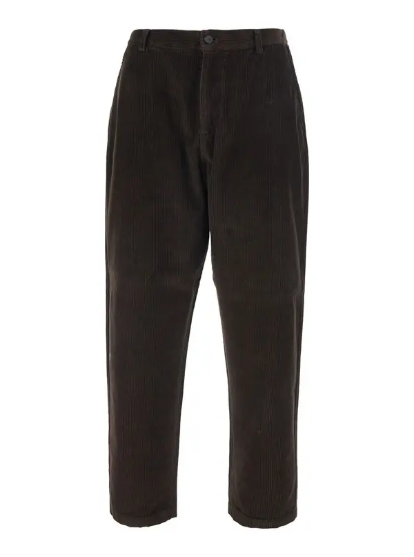 GRIFONI Corduroy Straight Hem Pants With Pockets - Brown