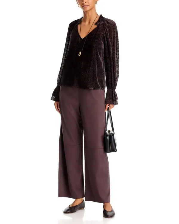 Velvet By Graham & Spencer Aliza08 High Rise Wide Leg Pants - Mole Brown