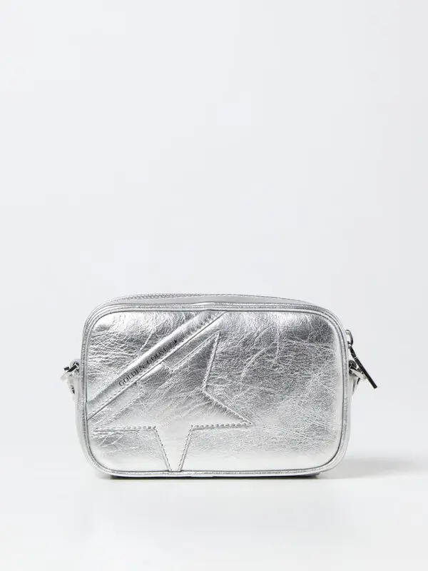 GOLDEN GOOSE Mini Bag In Laminated Leather With Star Detail, 10 X 16 X 6 Cm - Argento