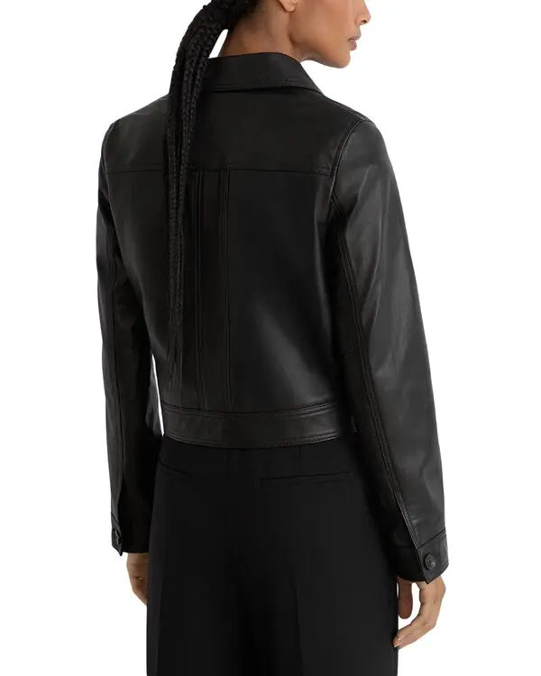 REISS Callie Leather Trucker Jacket